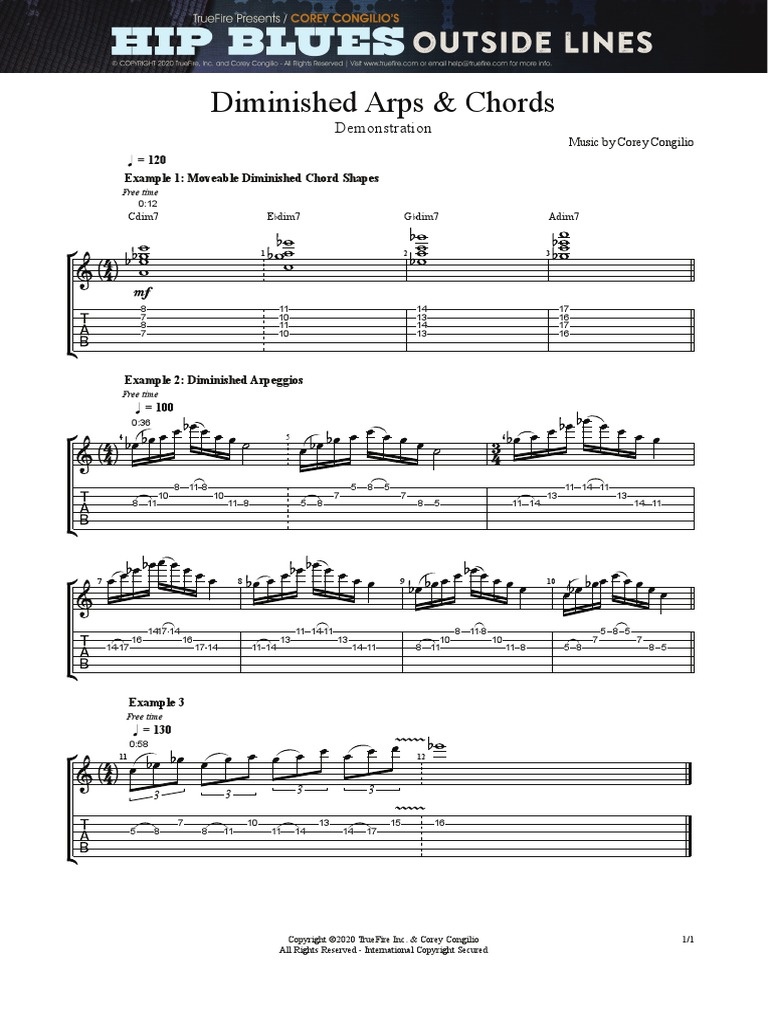 Diminished Arps & Chords: Demonstration | PDF | Musical Techniques ...