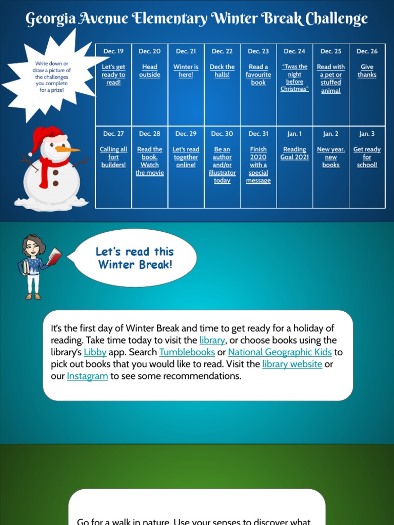 Winter Break Challenge | PDF | Christmas | Books