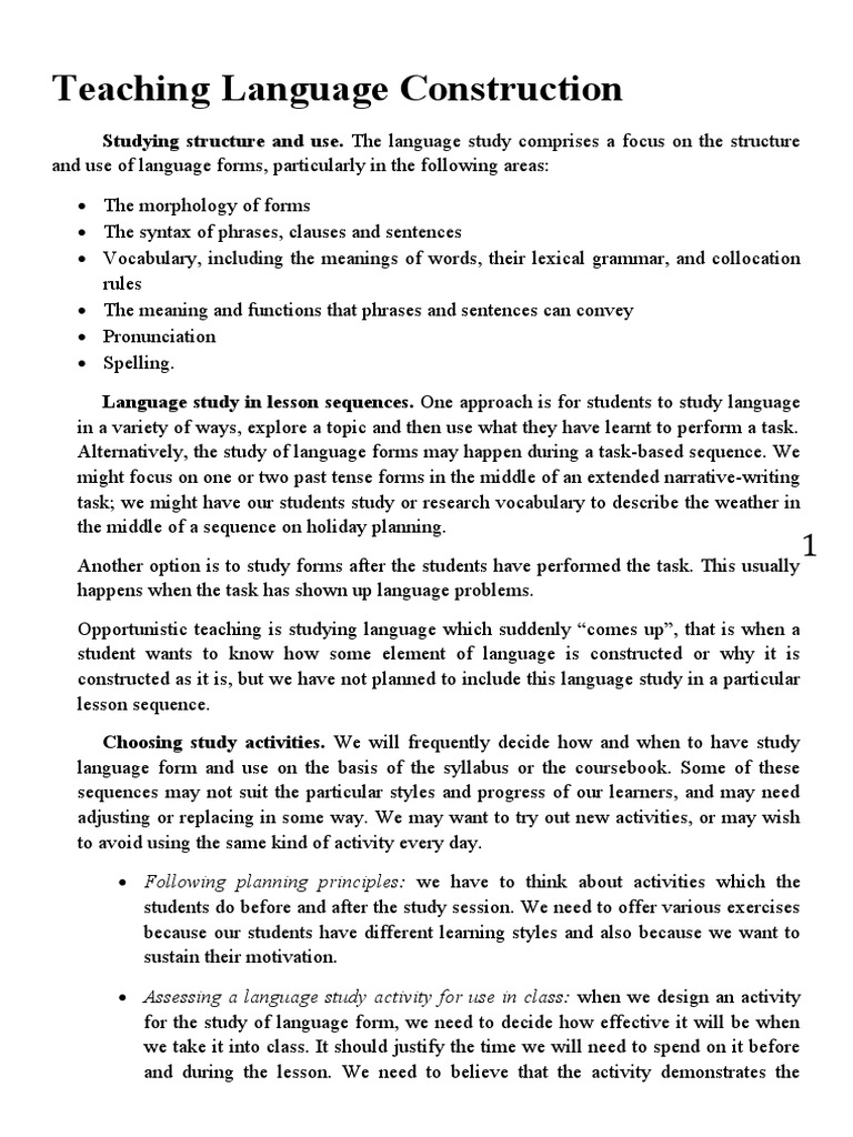 Teaching Language Construction | PDF | Phrase | Teachers