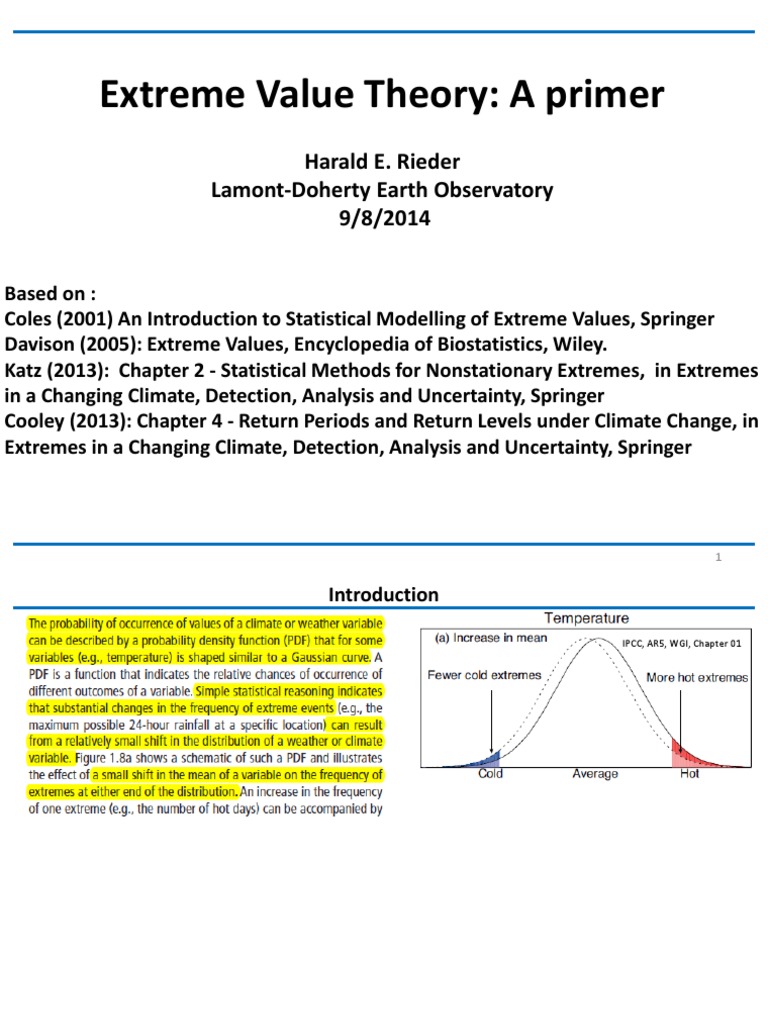 Extreme Value Theory: A Primer: Harald E. Rieder Lamont-Doherty Earth ...