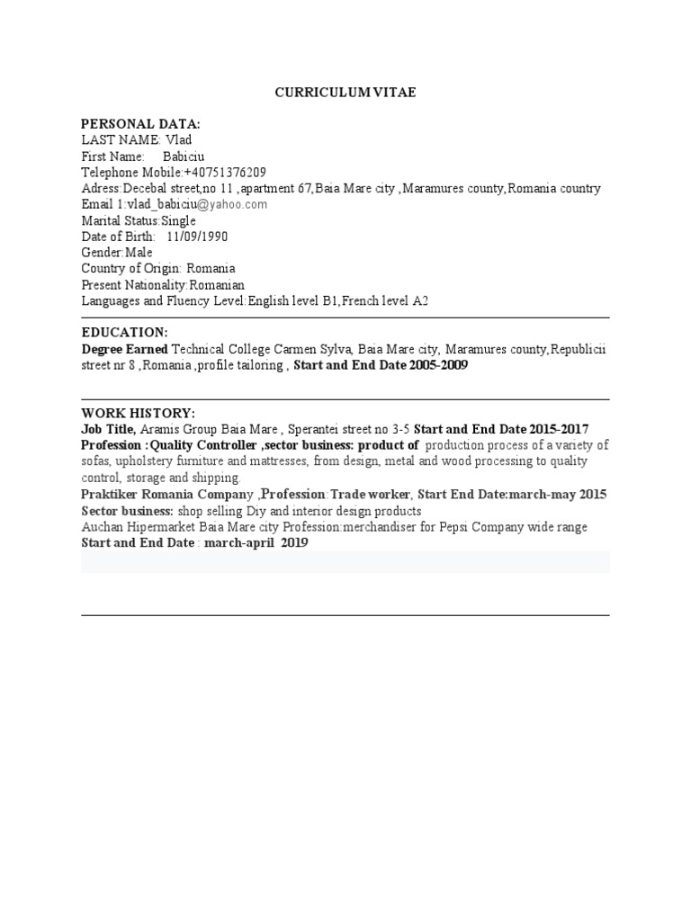 Stop CV Format | PDF