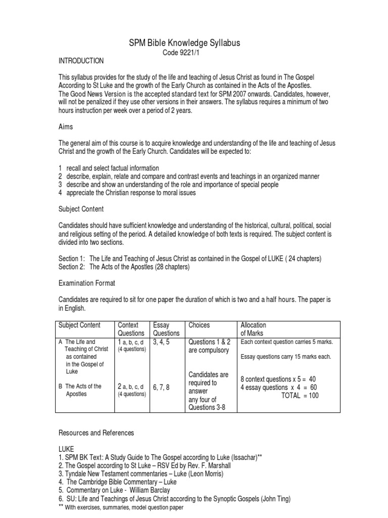 Bible Knowledge SPM | PDF | Gospels | The Gospel