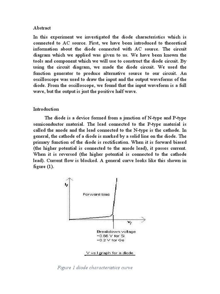 Figure 1 Diode Characteristics Curve | PDF | Diode | P–N Junction