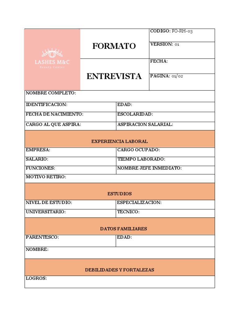 Formato de Entrevista Laboral Detallado | PDF