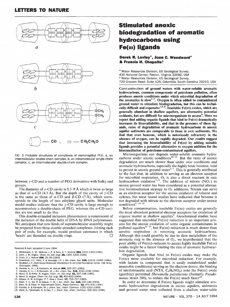Stimulated Anoxic Biodegradation of Aromatic Hydrocarbons Using Fe (M ...
