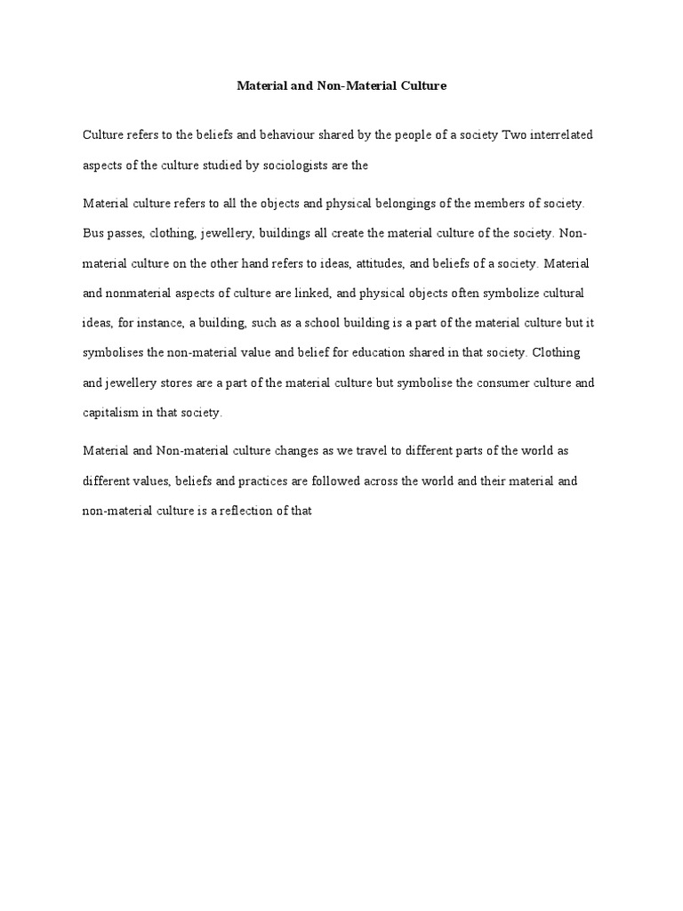 Understanding Material and Non-Material Culture | PDF | Social Science