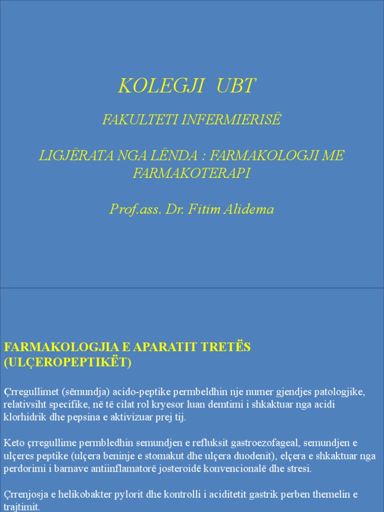 Ligjerata 6 Farmakologji Me Farmakoterapi Infermieri 2020 | PDF