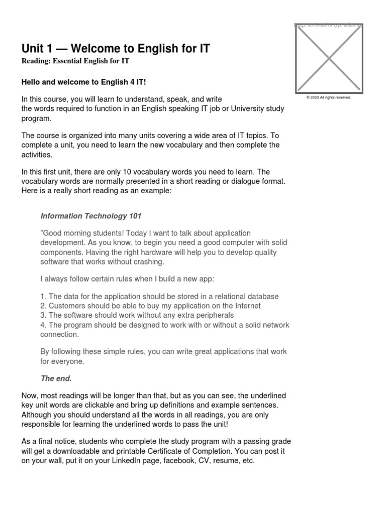 English4IT - Unit 1 Essential English For IT Reading | PDF ...