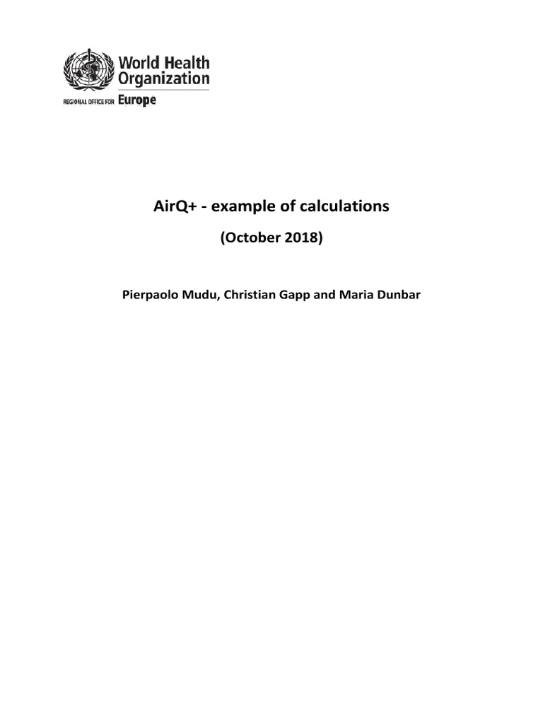 AirQ Examples of Calculations - ENG | PDF | Air Pollution | Particulates