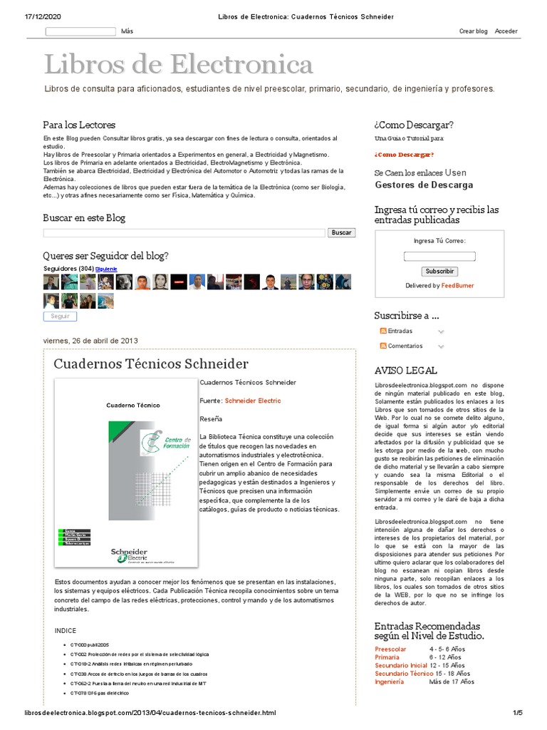 Lista de Cuadernos de Schneider | Descargar gratis PDF | Transformador ...
