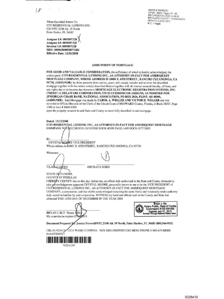 Robo-Signed Assignment of Mortgage Prepared by Nationwide Title Clearing | PDF | Mortgage Law ...