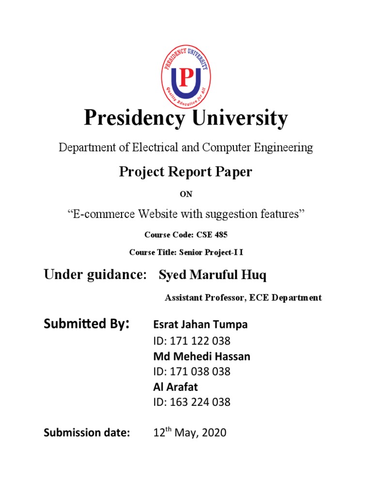 Presidency University: Project Report Paper | PDF | E Commerce | Web ...