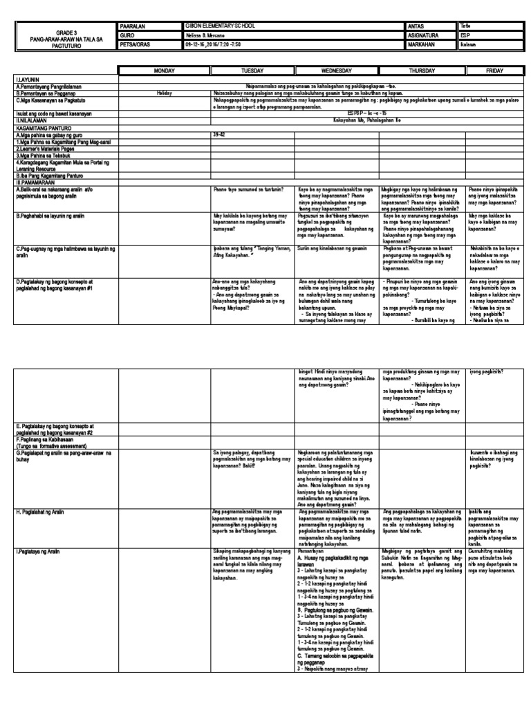 DLL All Subject Grade 3 | PDF