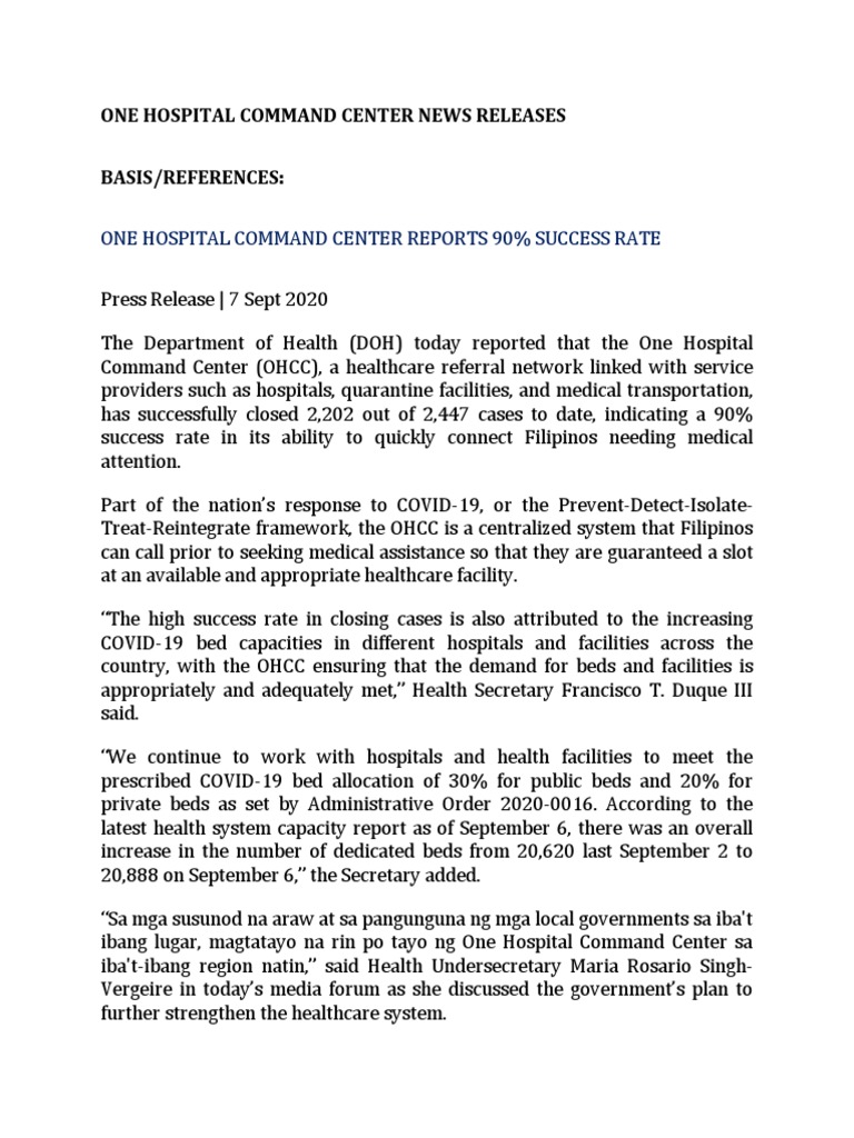 One Hospital Command Center Report | PDF