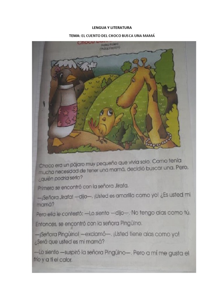 LENGUA Y LITERATURA Cuento Del Choco | PDF