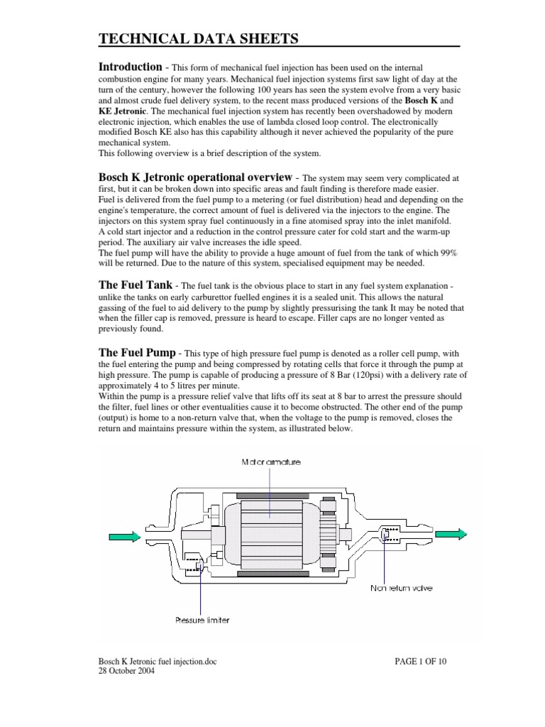 Bosch K Jetronic Fuel Injection Overview | PDF | Fuel Injection | Pump