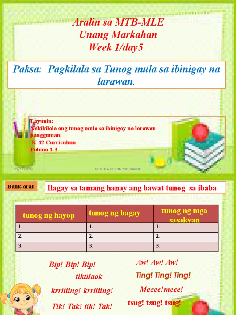 Grade 1 PPT - MTB - Q1 - W1 - Day 5 | PDF