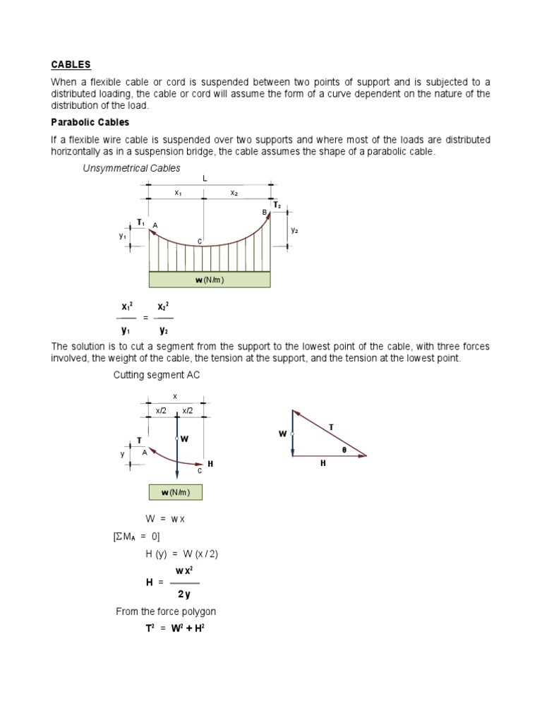 Cables and Cable Tension Calculations | PDF | Stress (Mechanics) | Physics