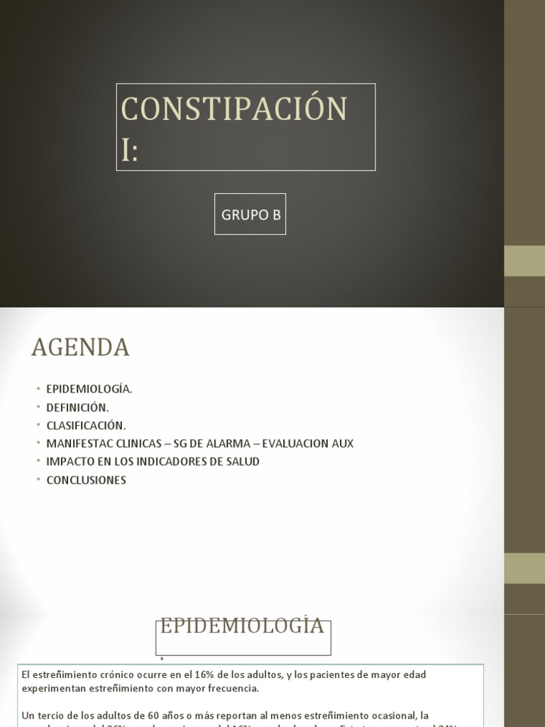 Constipación en Adultos Mayores | PDF | Estreñimiento | Medicina CLINICA