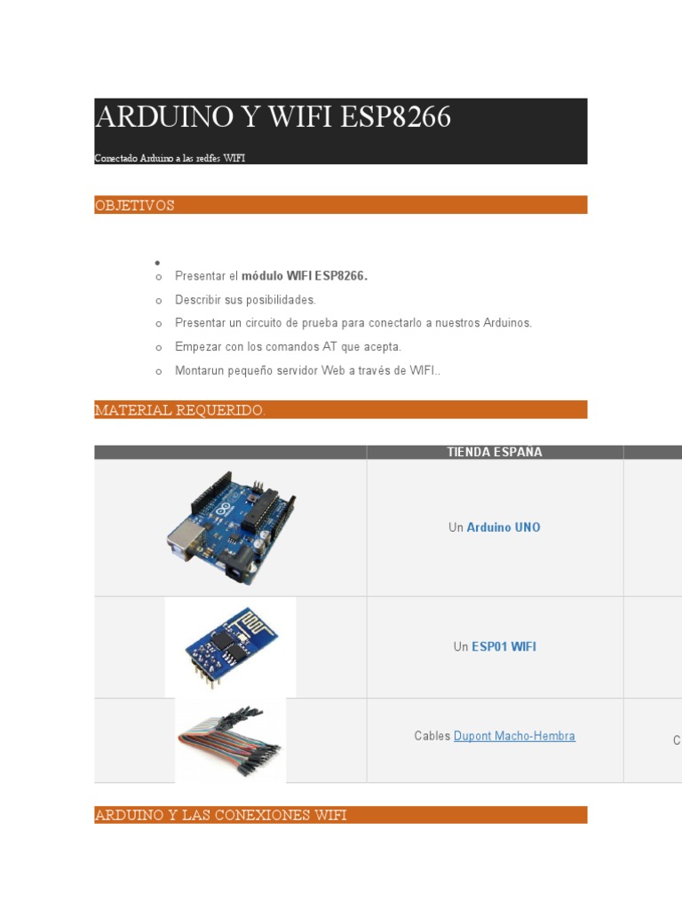 Arduino y Wifi Esp8266 | PDF | Wifi | Internet de las Cosas