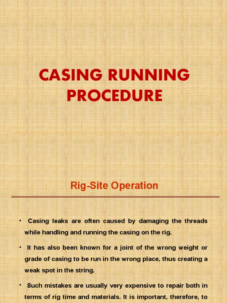 Casing Running Procedure | PDF | Casing (Borehole) | Mechanical Engineering