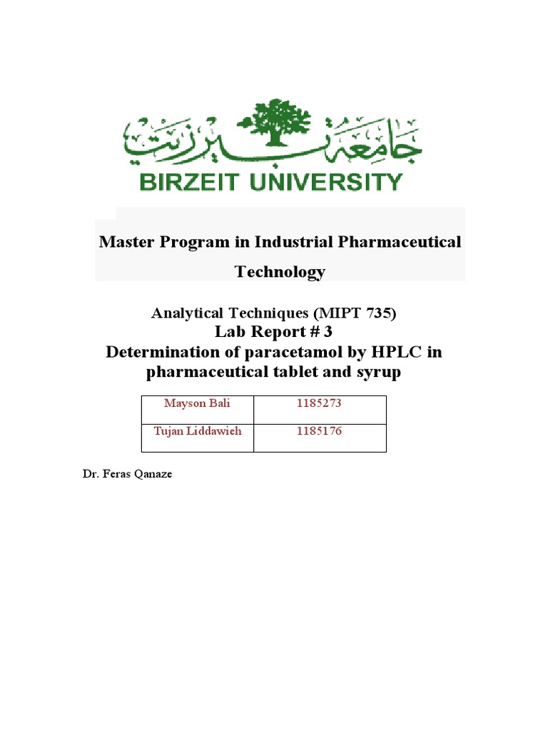 HPLC Lab Rep | PDF | High Performance Liquid Chromatography | Chromatography