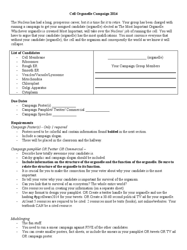 Cell Organelle Campaign | PDF