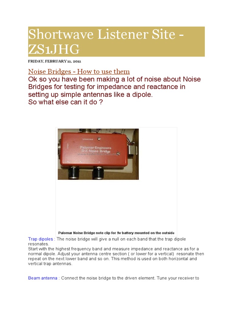 Shortwave Listener Site ZS1JHG | PDF