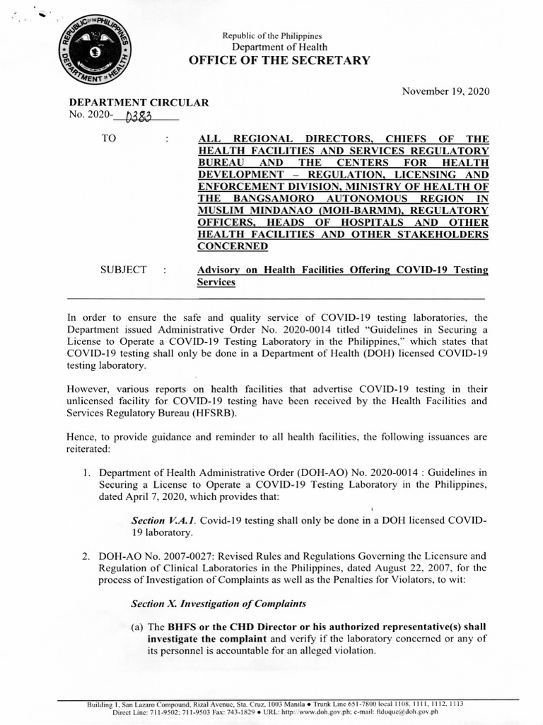 Doh DC No. 2020-383 | PDF | Public Law | Virtue