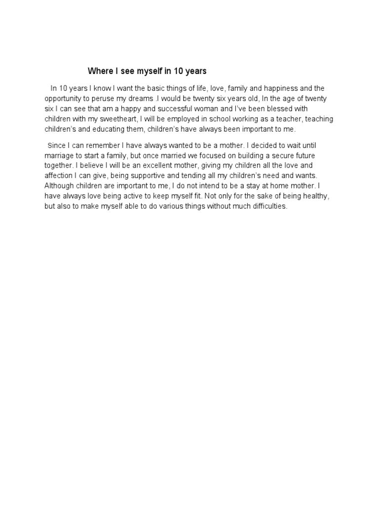 Where I See Myself in 10 Years | PDF