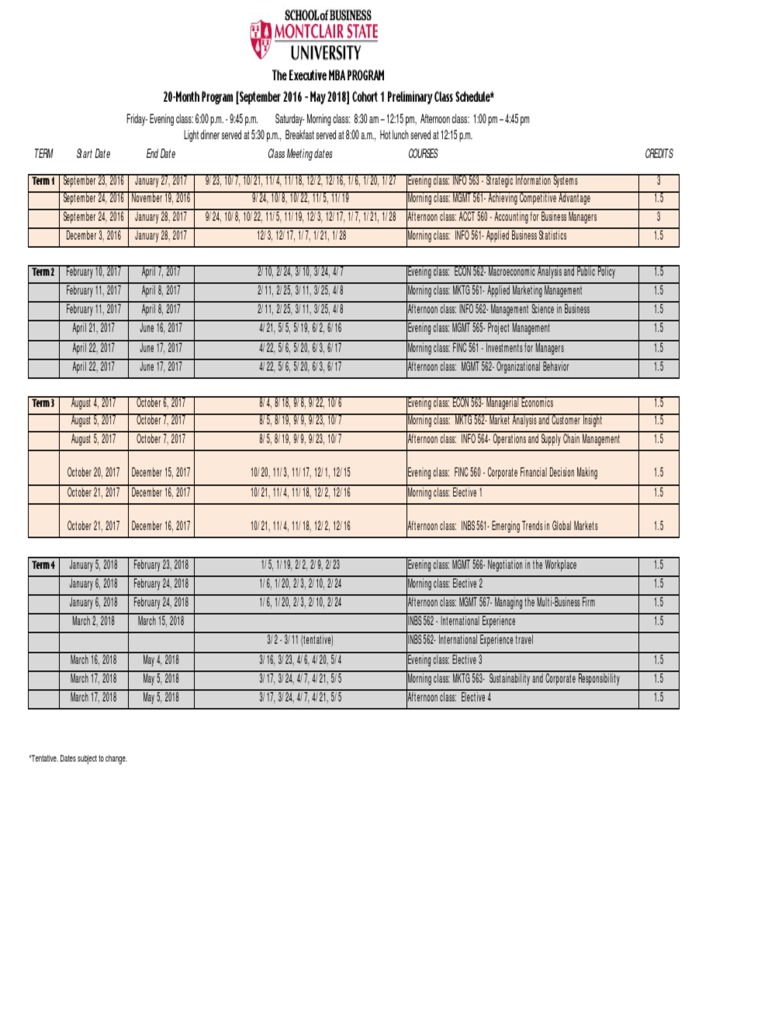 Executive MBA Schedule | PDF | Economies | Business