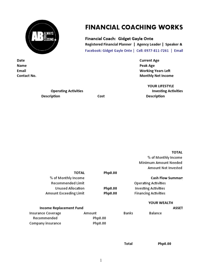 Financial Coaching Worksheet: Financial Coach: Gidget Gayle Onte | PDF ...