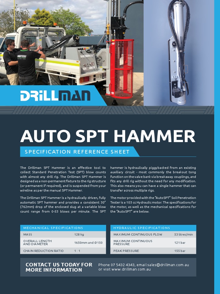 Auto SPT Hammer: Specific Ation Reference Sheet | PDF