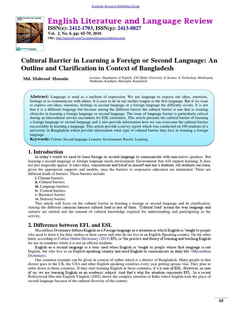 English Literature and Language Review | PDF | English As A Second Or ...