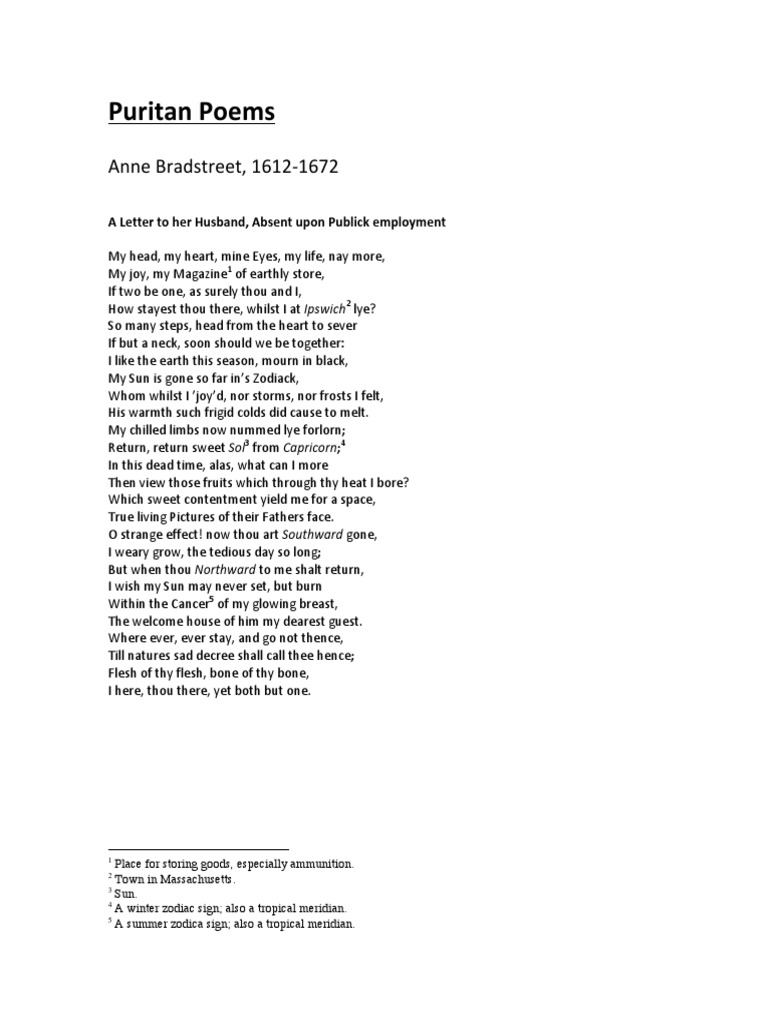 A Poetic Exploration of Faith and Morality in Puritan New England | PDF ...