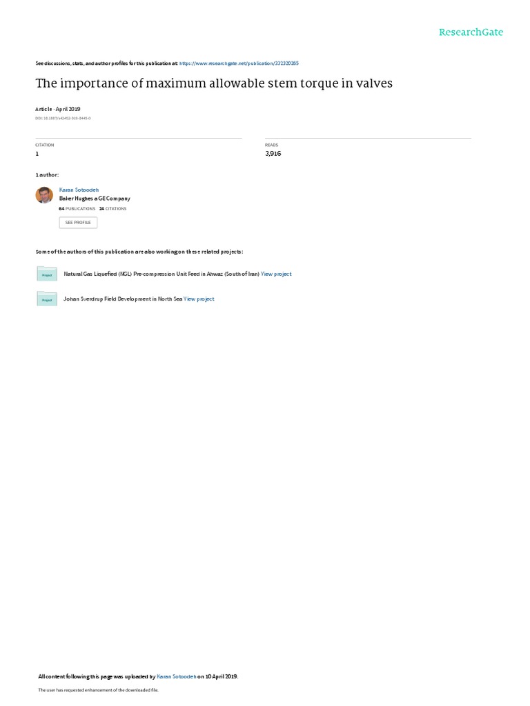 The Importance of Maximum Allowable Stem Torque in Valves: April 2019 ...