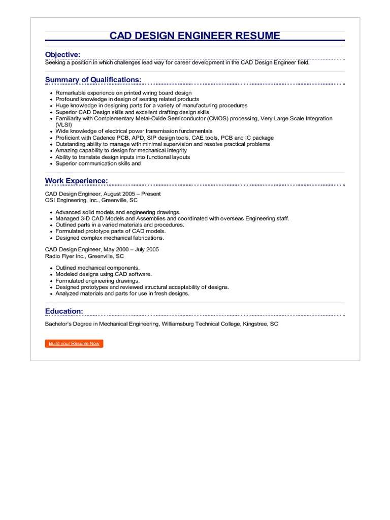 CAD Design Engineer Resume | PDF