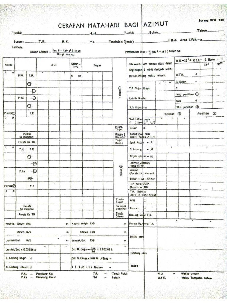 Borang Cerapan Matahari | PDF