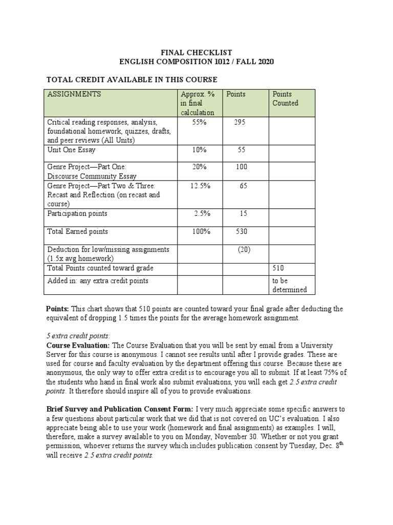 5 Extra Credit Points | PDF | Genre | Essays