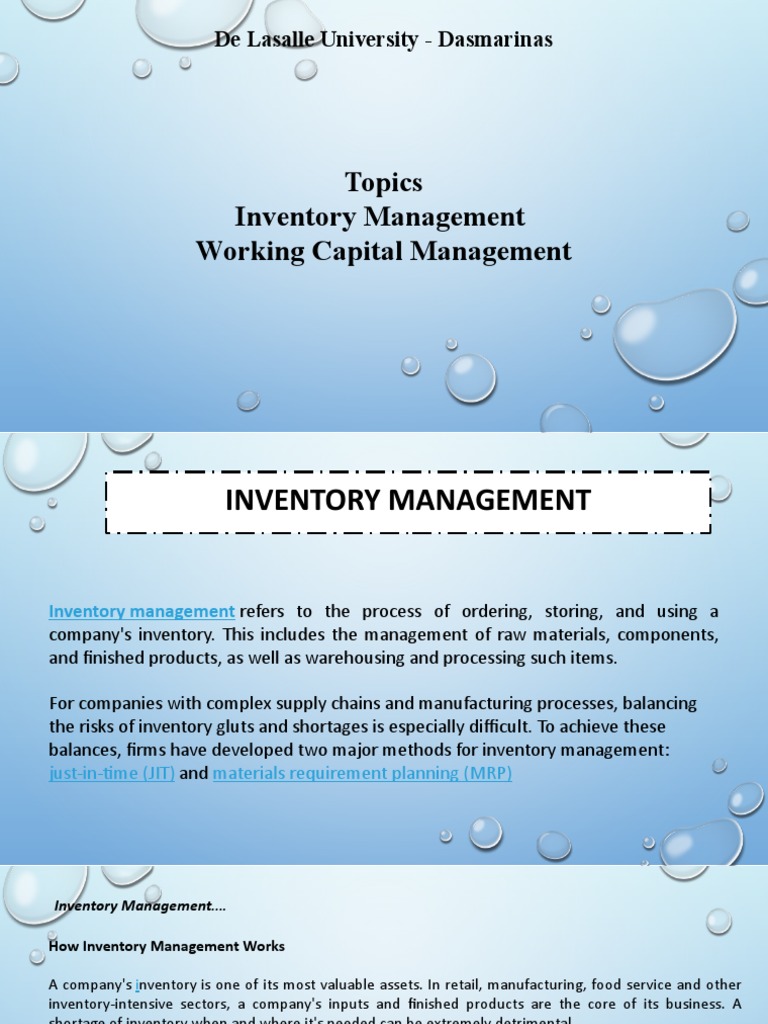 Inventory and Working Capital Management | PDF | Working Capital ...