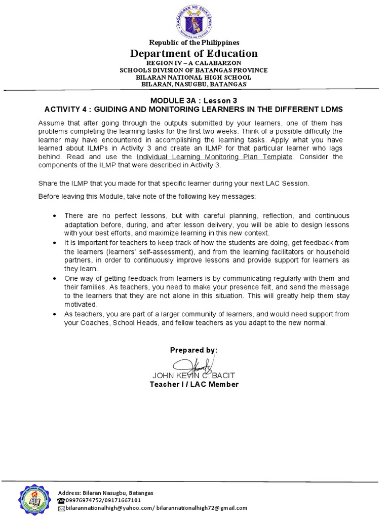 Module 3A Lesson 3 Activity 4 | PDF | Neuropsychological Assessment ...