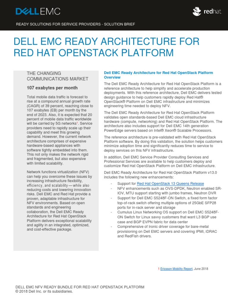 h17453 Dell Emc Ready Architecture For Red Hat Openstack Platform Solution Brief | PDF | Open ...