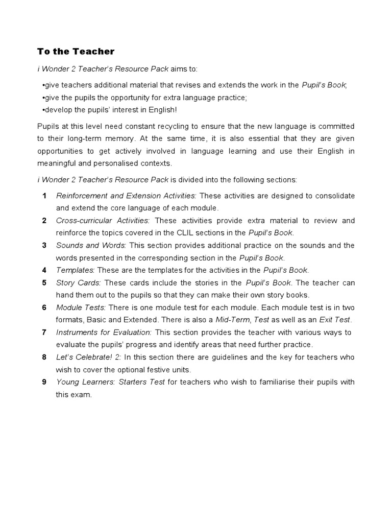 i Wonder 2 Teacher's Resource Pack | PDF | Foreign Language Studies ...