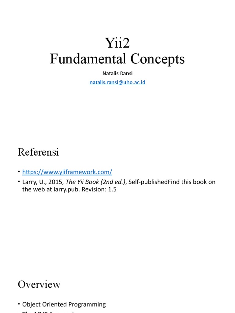 Yii2 Fundamental Concepts: Natalis Ransi | PDF
