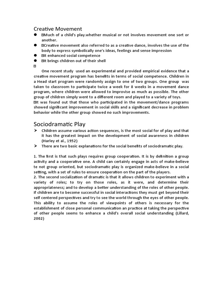 Sociodramatic Play: Creative Movement | PDF