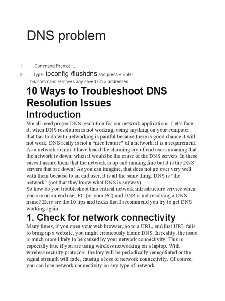DNS Problem | PDF | Domain Name System | Ip Address