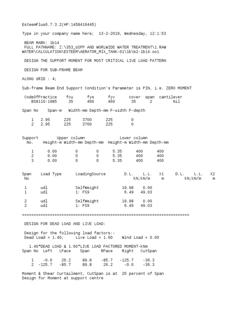 Aerator Tank - Calculation - 1B14 | PDF | Building Technology ...