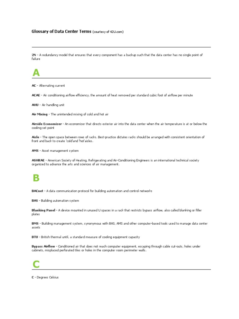 Data Center Terminology Glossary | PDF | Data Center | Air Conditioning