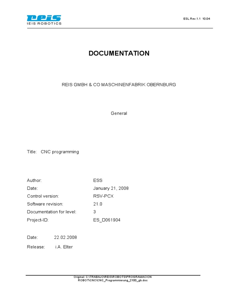 Documentation: Reis GMBH & Co Maschinenfabrik Obernburg | PDF ...