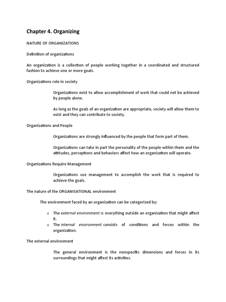 Chapter 4 Organizing | PDF | Organizational Structure | Organizational ...